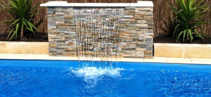 Pool Spillway Waterfall Spillway Pool Fountain With LED Light