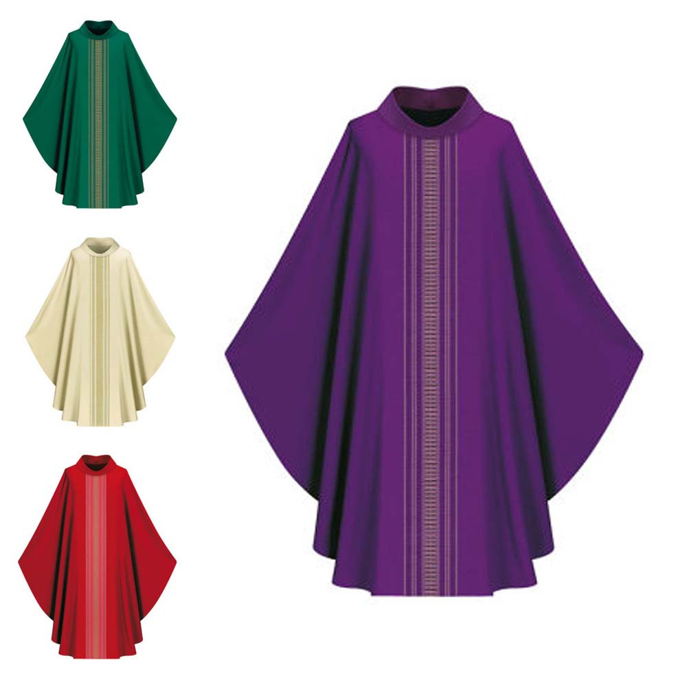 Purple Chasuble in Brugia Fabric with Roll Collar | St. Patricks Guild