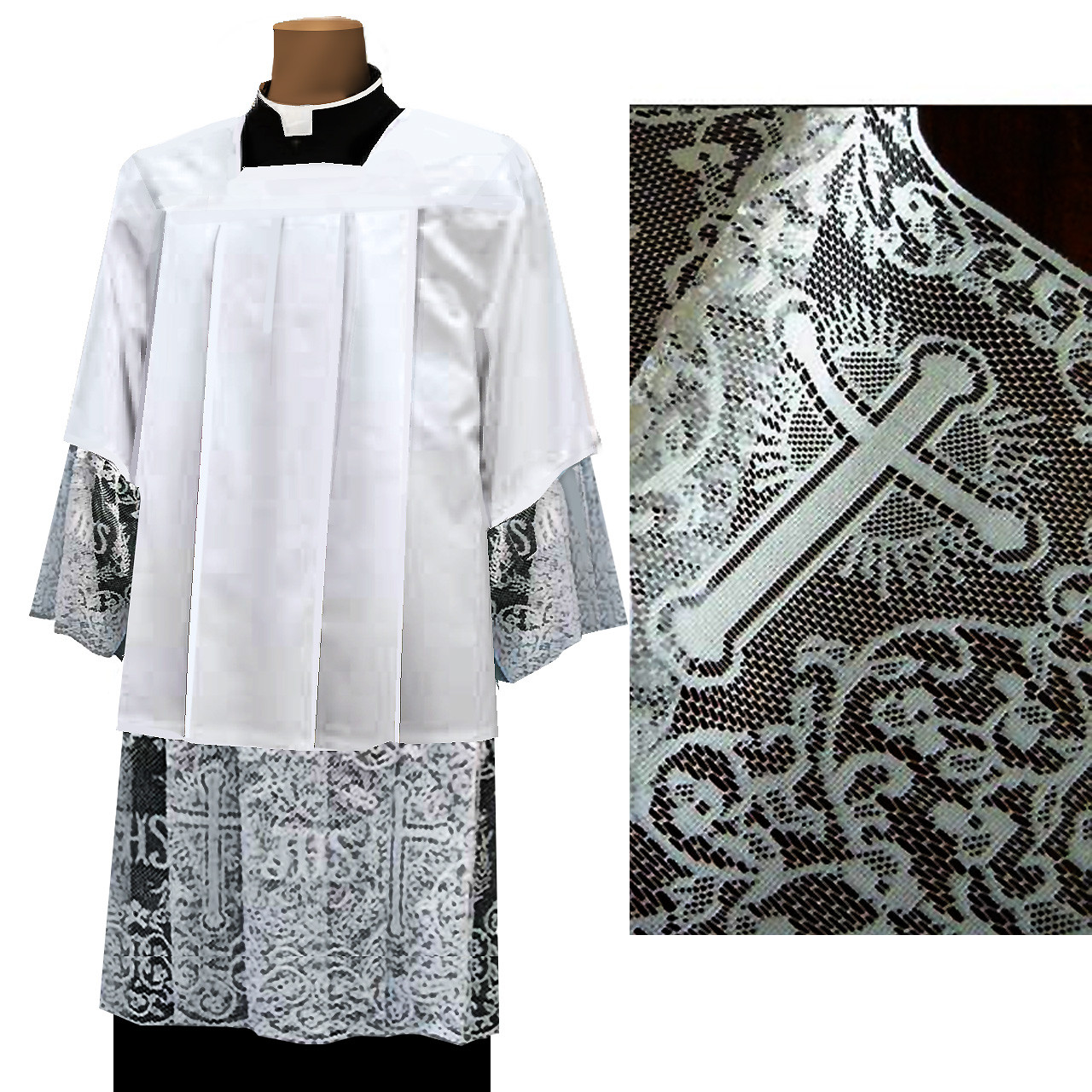 955 Mixed Cotton Surplice with Lace | St. Patrick's Guild