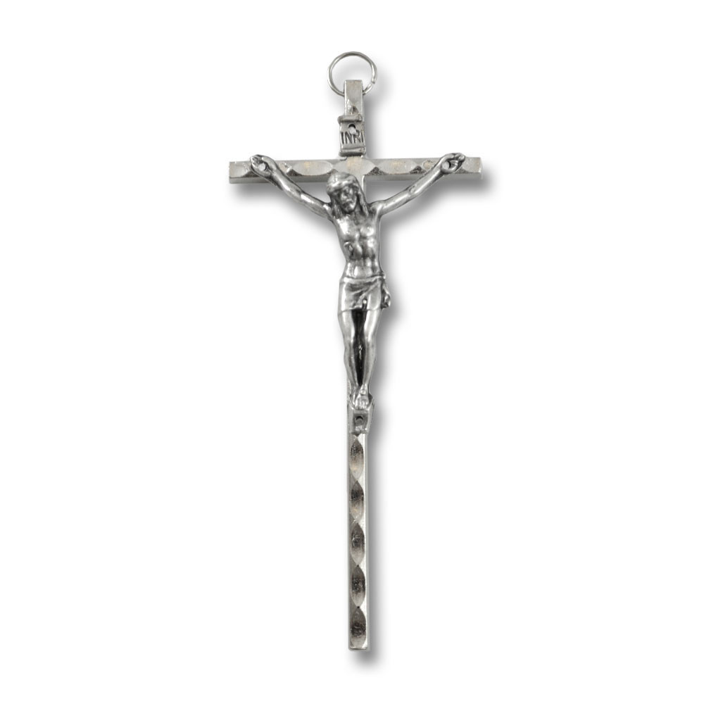 Small Silver Crucifix with Hammered Surface | St. Patricks Guild