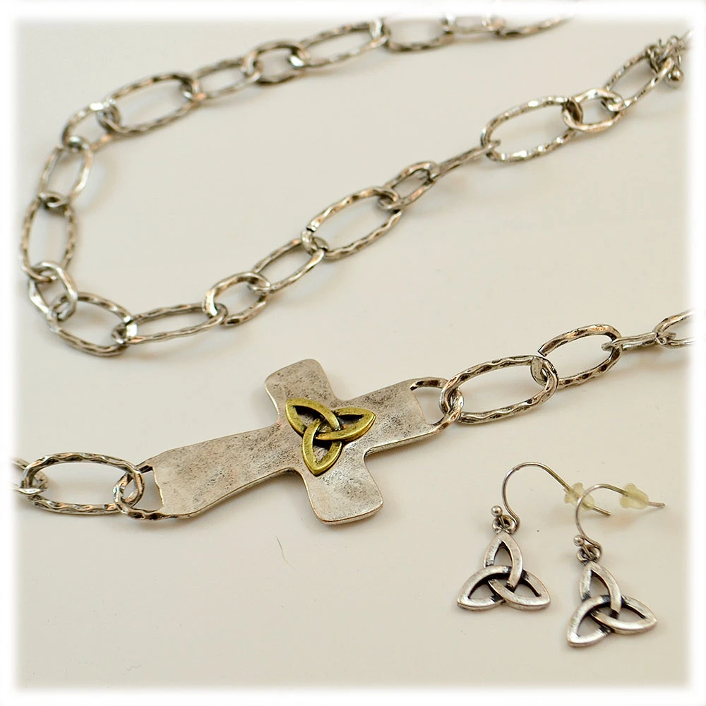 Trinity Cross Necklace & Earring Set | St. Patricks Guild