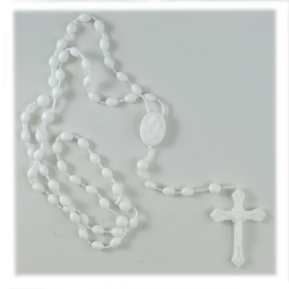 Inexpensive White Plastic Rosary | St. Patrick's Guild