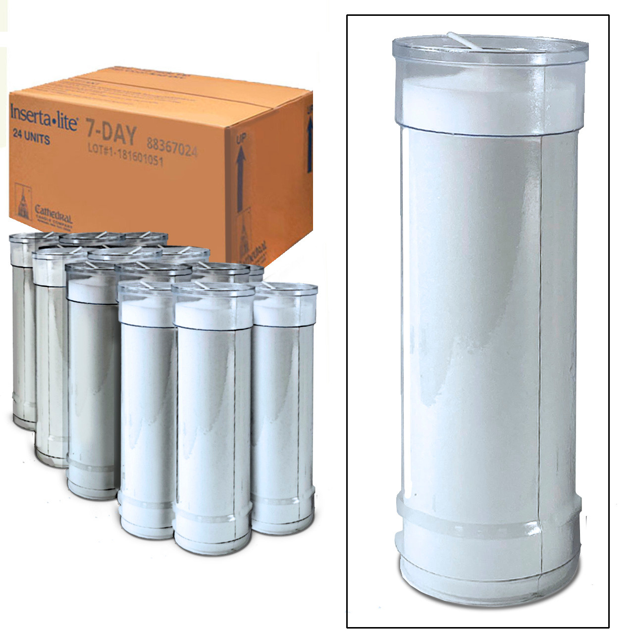 7 Day Inserta-Lite Votive Candles: Case of 24 | St. Patrick's Guild