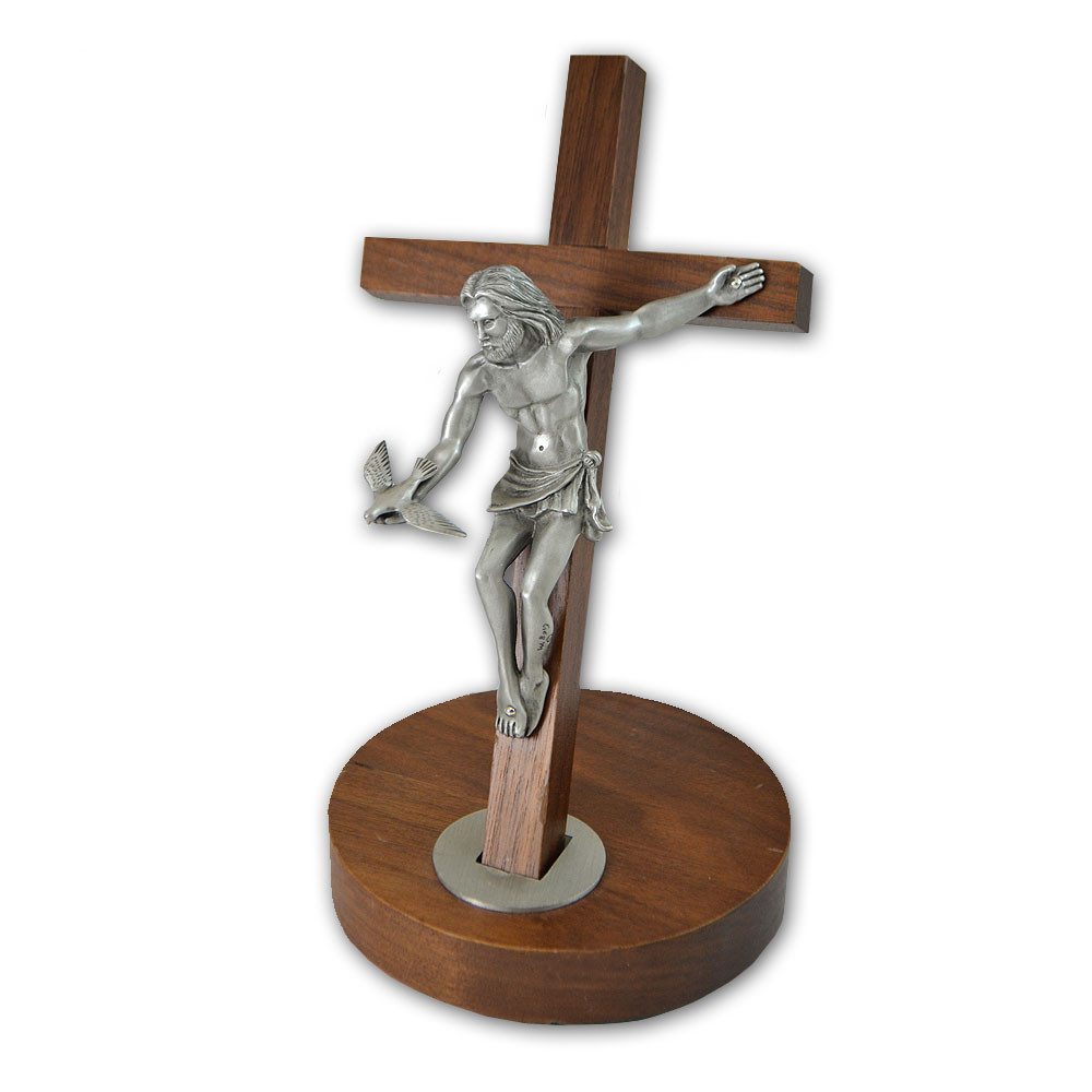 Walnut Crucifix Jesus Christ With Holy Spirit 8" | St. Patrick's Guild