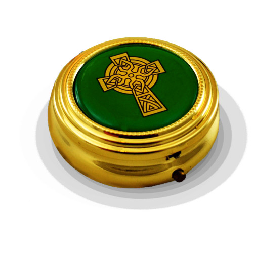 K207 24K Gold Plate Pyx with Leather Burse | St. Patrick's Guild
