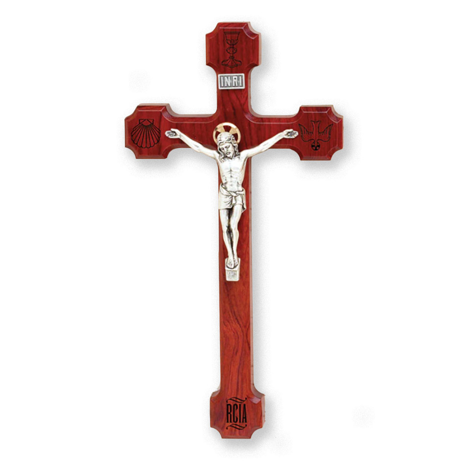 10" RCIA Engraved Wood Crucifix | St. Patrick's Guild