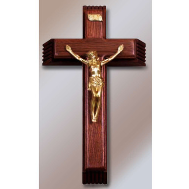 Walnut Sick Call Cross Set- 13" | St. Patrick's Guild