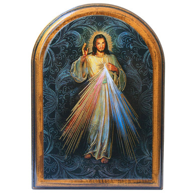 Divine Mercy Plaque Antiqued Gold Frame | St. Patrick's Guild