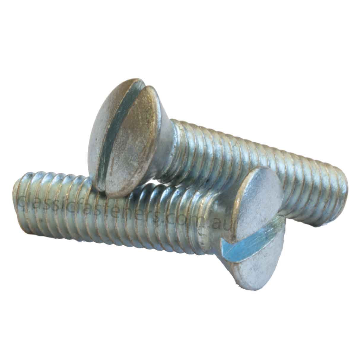 Raised (Oval) Slotted Steel Zinc : 10-32 UNF x 1 - Classic Fasteners