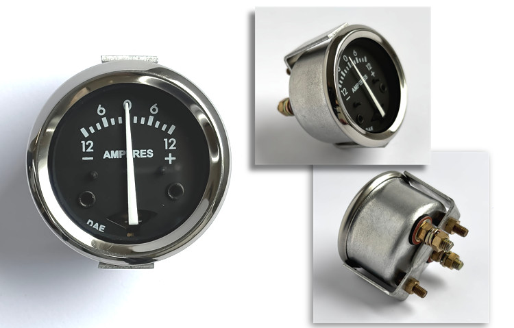Replica Lucas Ammeter 12-0-12, Black Face, 1 3/4" Diameter (Calibrated ...