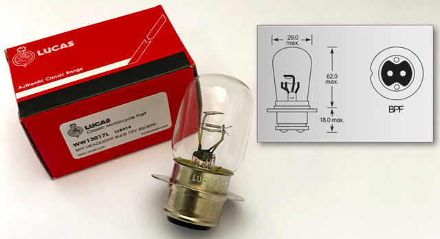 Genuine Lucas Bulb - BPF 12V 50/40W (LLB414) - Classic Fasteners