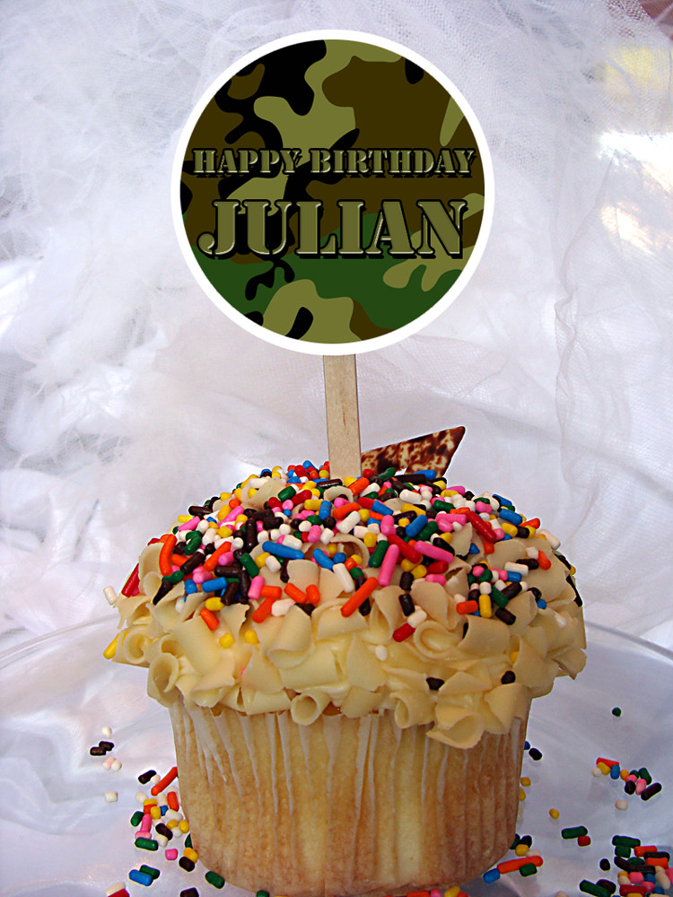 Camo Personalized Cupcake Toppers