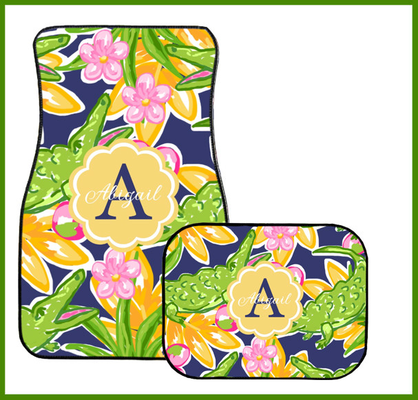 Preppy Collection Personalized Front Car Mats (Set of 2)