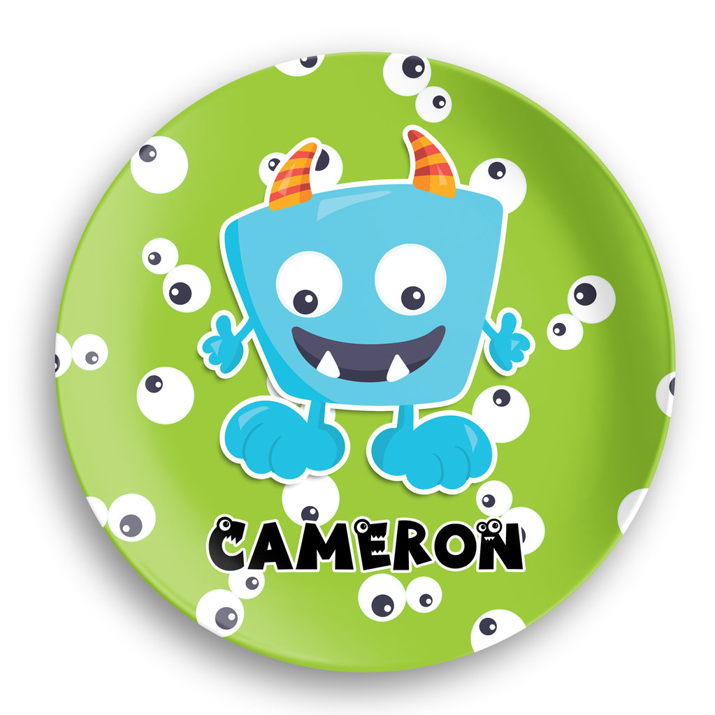 Cute Little Monster Design Personalized Polymer Dinner Plate