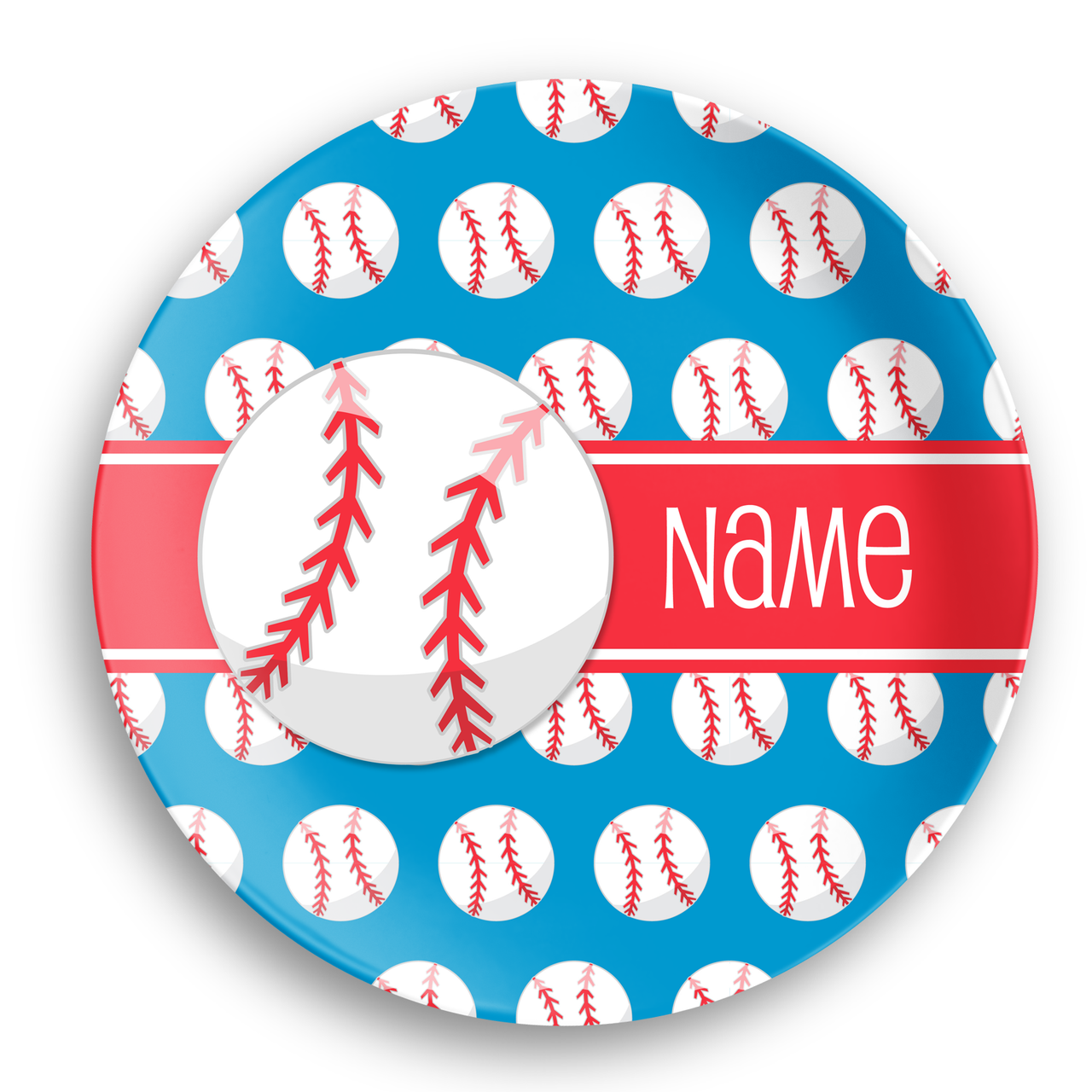 Baseball Design Personalized Polymer Dinner Plate