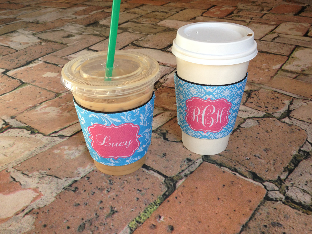 Personalized Reusable Coffee Sleeve - Neoprene Monogram Wrap