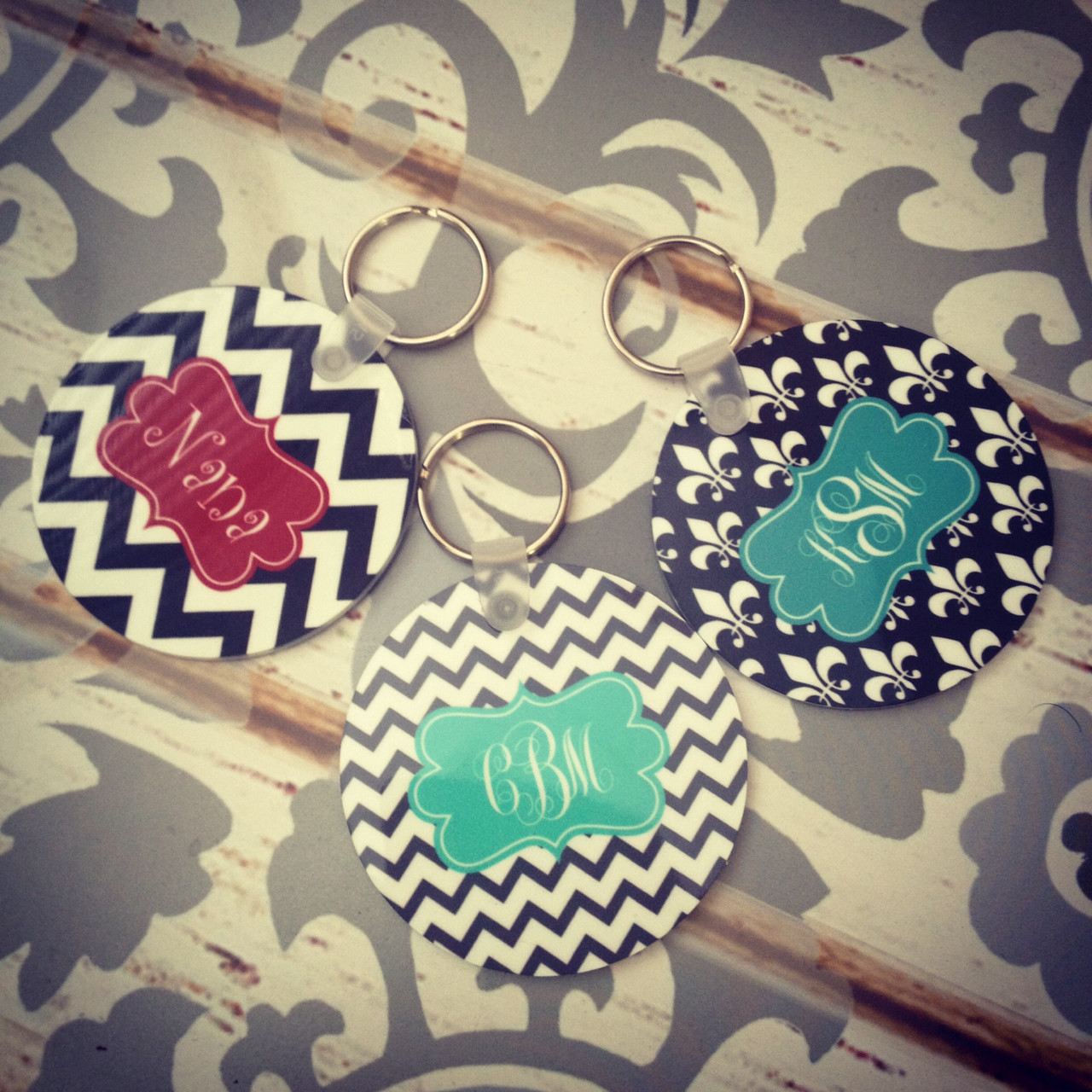 Monogram Round Key Chain by Sweet Juniper Designs