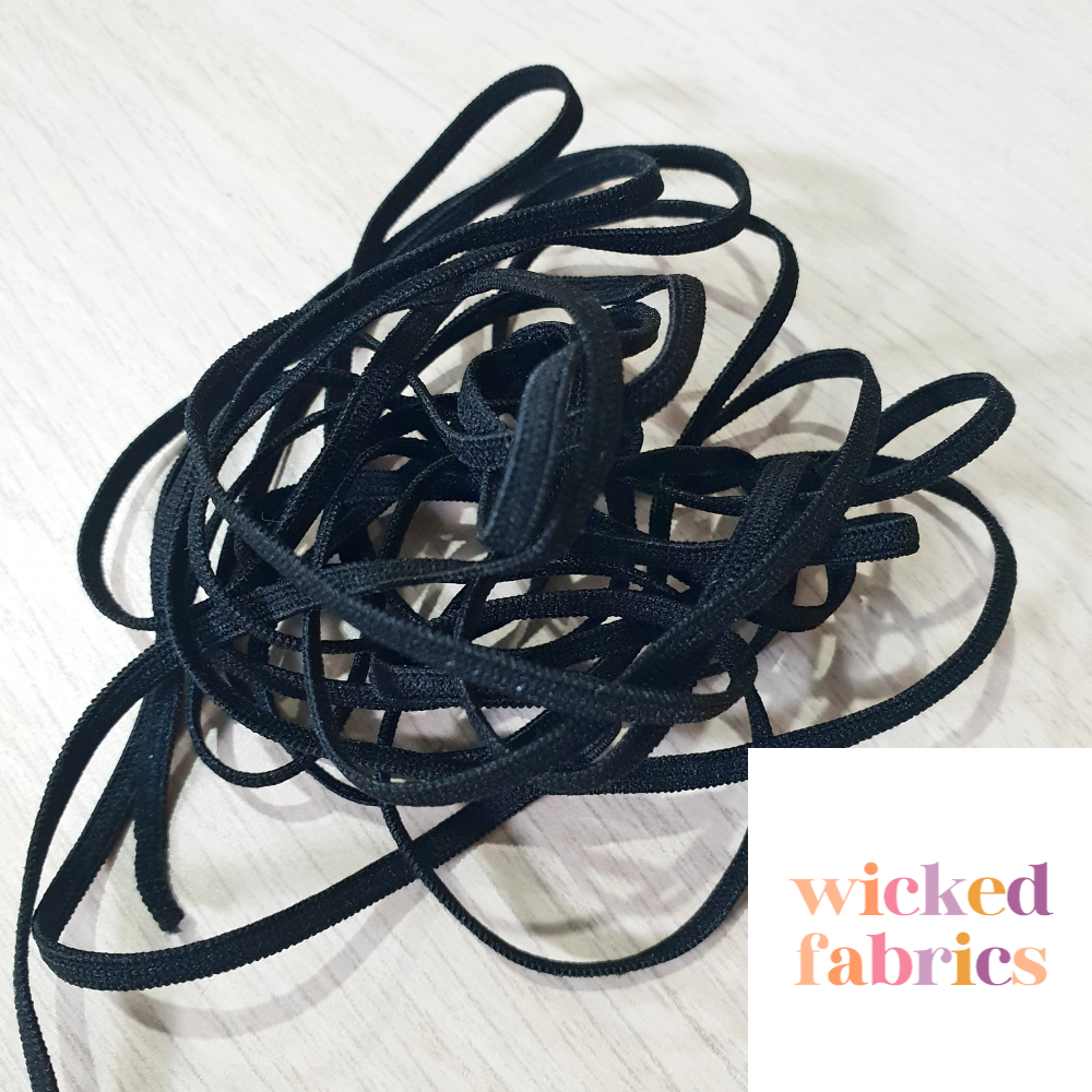 Flat Elastic 2.5MM in "Black" - 5M PACK