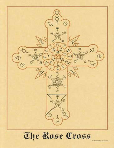 The Rose Cross Rosicrucian Poster on Parchment A4