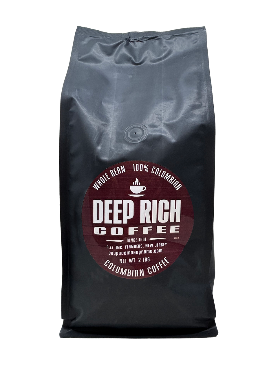 Deep Rich 100% Colombian Whole Bean Coffee 2 Lb. Bag - Cappuccino Supreme