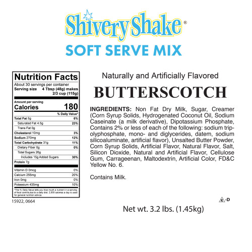 Butterscotch Soft Serve Mix 3.2 Lb Bag