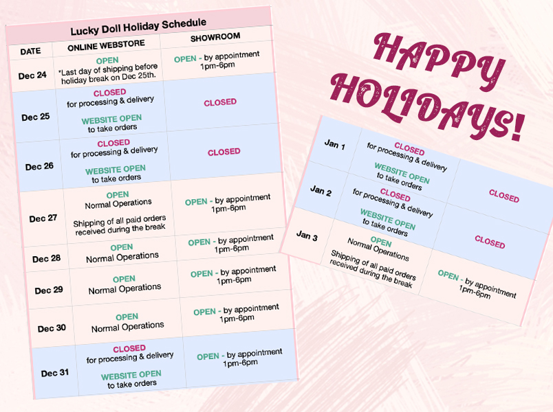 Lucky Doll Shop Holiday Operating Schedule - Lucky Doll Pin-up Lingerie