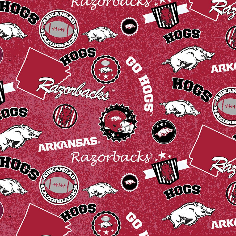 University of Arkansas Cotton Fabric by Sykel-Arkansas Razorbacks ...
