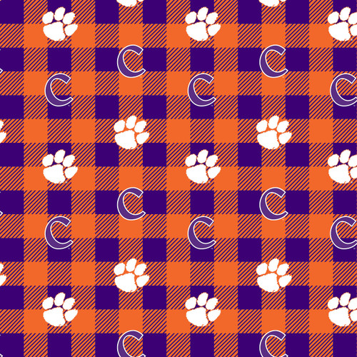 Visual Arts NCAA Clemson University Argyle CLEM-1148 Fleece Fabric By ...