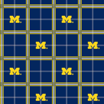 University of Michigan Cotton Fabric Plaid Flannel Pattern