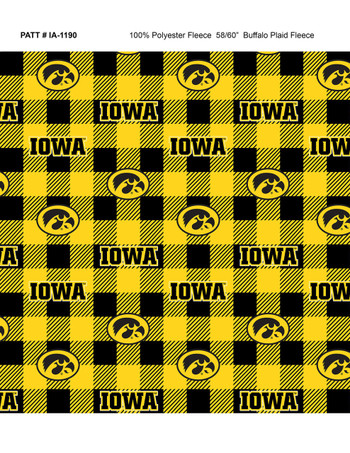University of Iowa Fleece Fabric Buffalo Plaid Design | Free Shipping