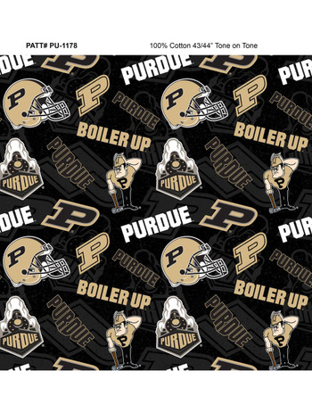Purdue University Cotton Fabric Tone On Tone Pattern | Free Shipping