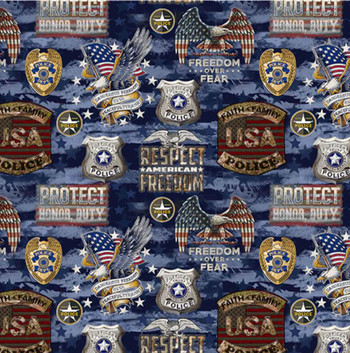 Police Dept Cotton Fabric | Heather Police Quilting Cotton