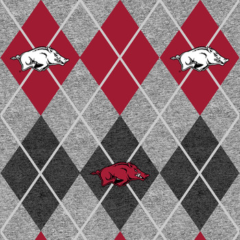 University of Arkansas Razorbacks Heather Argyle Fleece Fabric Remnants ...