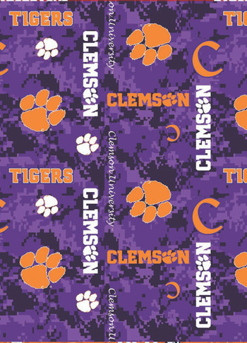 Clemson University Tigers Digi Camo Fleece Fabric Remnants - College ...