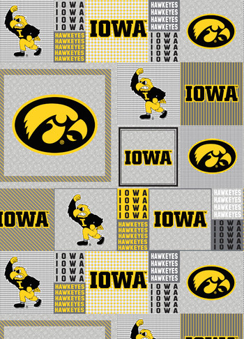 University of Iowa Hawkeyes Grey Block Fleece Fabric Remnants - College ...