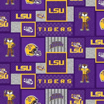 Louisiana State University LSU Tigers College Patch Fleece Fabric ...