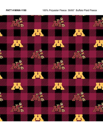 University of Minnesota Golden Gophers Buffalo Plaid Fleece Fabric ...