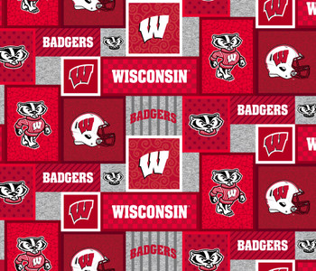 University of Wisconsin Badgers College Patch Fleece Fabric Remnants ...