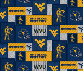 West Virginia University WVU Mountaineers College Patch Fleece Fabric ...