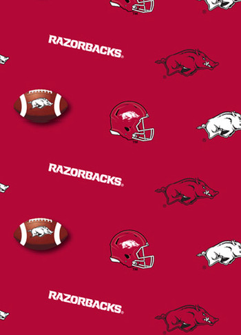 University of Arkansas Razorbacks All Over Fleece Fabric Remnants ...