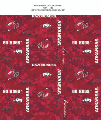 University of Arkansas Razorbacks Digi Camo Fleece Fabric Remnants ...