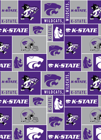 Kansas State University Wildcats Geometric Fleece Fabric Remnants ...