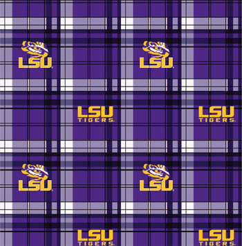 Louisiana State University LSU Tigers Plaid Fleece Fabric Remnants ...