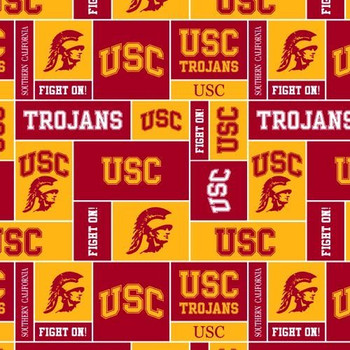 University of Southern California USC Trojans Geometric Fleece Fabric ...