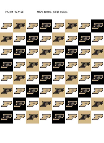 Purdue Cotton Fabric Collegiate Check Pattern | Free Shipping