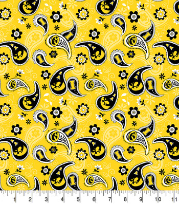 University of Iowa Cotton Fabric Paisley Pattern | Free Shipping