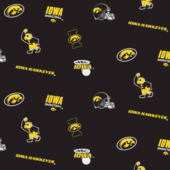 University of Iowa Fleece Fabric All Over Design | Free Shipping