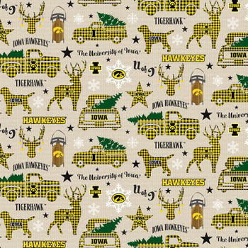 University of Iowa Cotton Fabric Christmas Pattern | Free Shipping