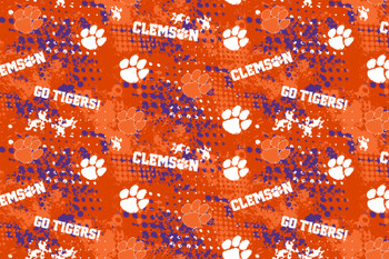 Clemson University Cotton Fabric Splatter Pattern | Free Shipping