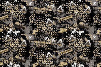 Purdue University Cotton Fabric Splatter Pattern | Free Shipping